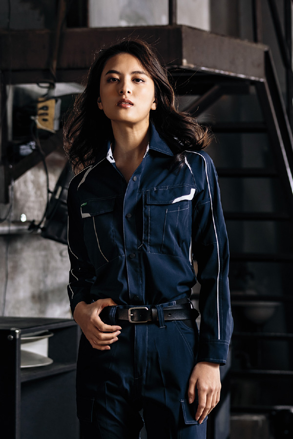 アイトス AITOZ AZ-1935 長袖シャツ ストレッチ JIS帯電防止 反射材 エコ素材 ポリエステル100％ 春夏 2023新商品｜作業着・作業服の通販ワークキング【公式】